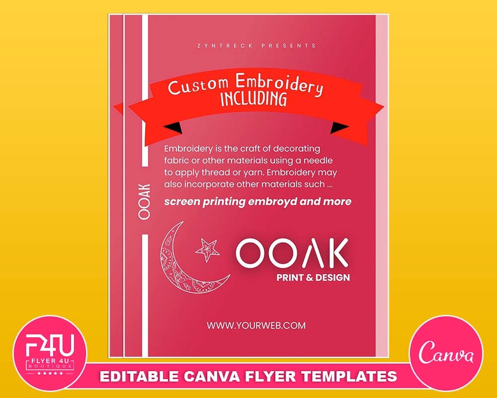 Custom Embroidery Flyer, DIY Canva Custom Embroidery Flyer Template ...