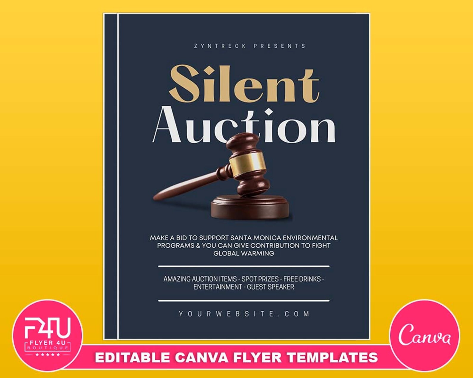 Live Auction Flyer, DIY Canva Live Auction Flyer Template, Editable US ...