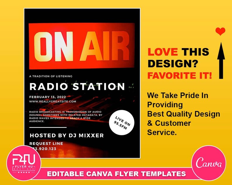 Radio Station Flyer DIY Canva Radio Station Flyer Template - Etsy