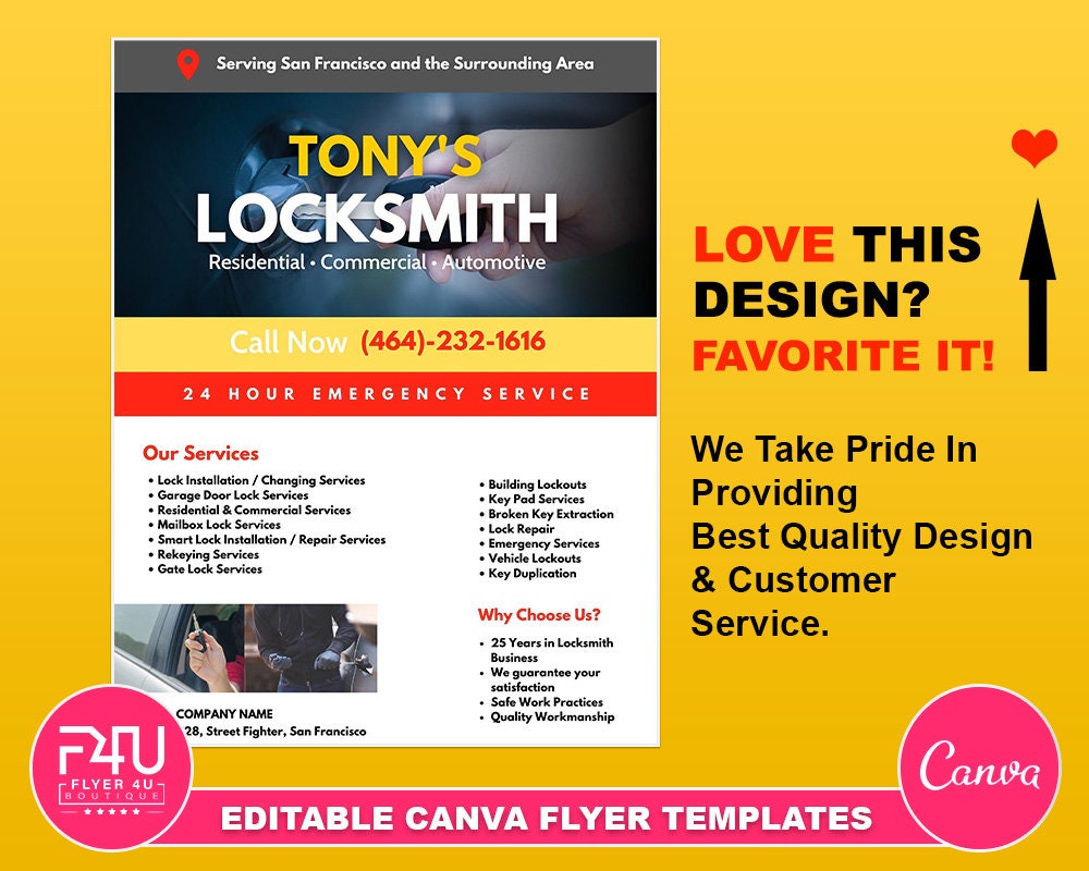 Locksmith Service Flyer, DIY Canva Locksmith Service Flyer Template ...