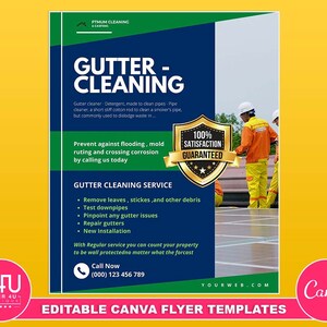 Gutter Cleaning Flyer, DIY Canva Gutter Cleaning Flyer Template 2022 ...