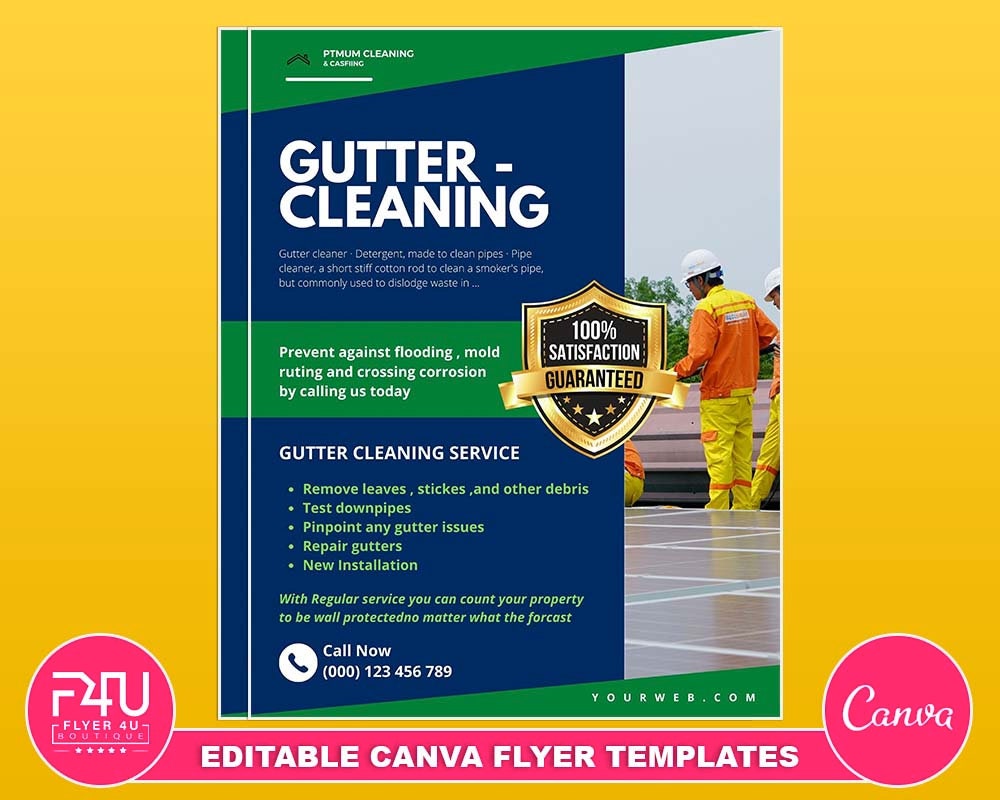 Gutter Cleaning Flyer, DIY Canva Gutter Cleaning Flyer Template 2022 ...