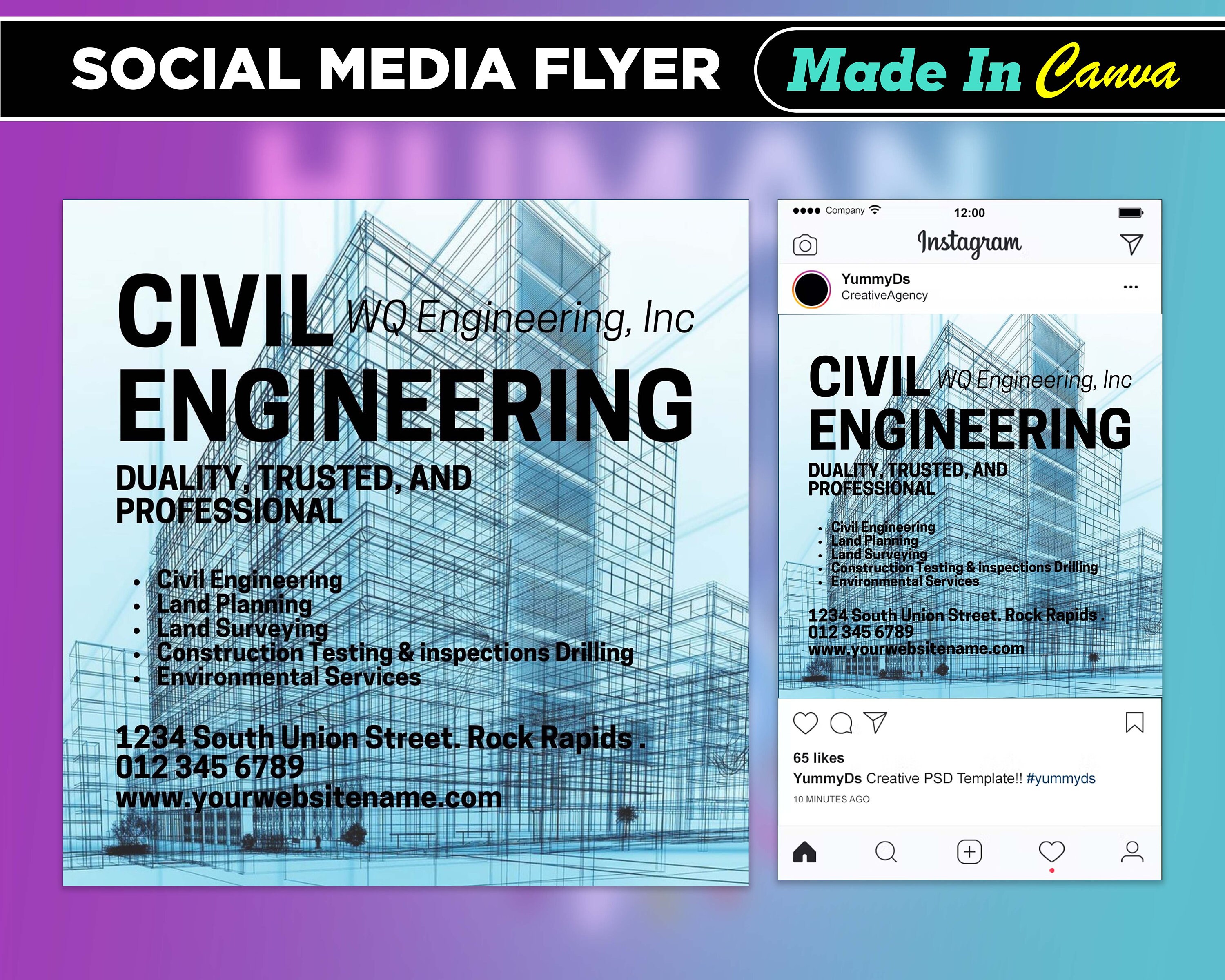 Civil Engineering Flyer, DIY Canva Civil Engineering Flyer Template ...