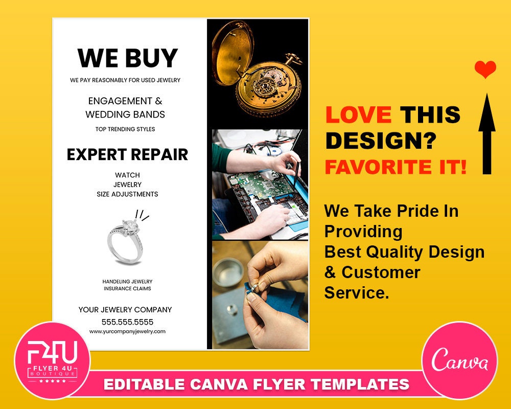 Jewelry Clock Watch Repair Flyer DIY Canva Jewelry Clock - Etsy