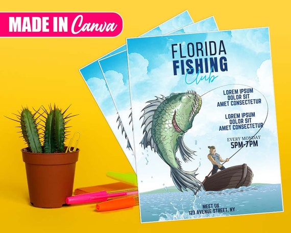 Fishing Club Flyer DIY Canva Fishing Club Templates Editable | Etsy