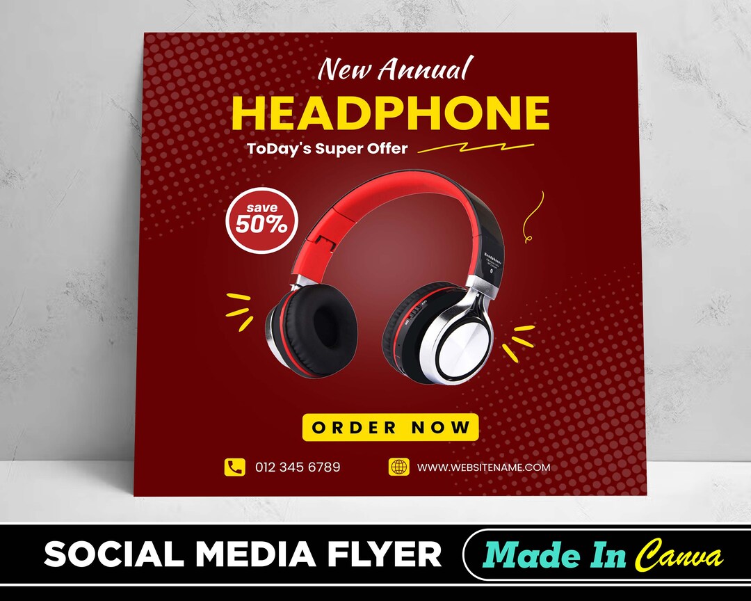 Headphones Sale Flyer, DIY Canva Headphones Sale Flyer Template 2022 ...