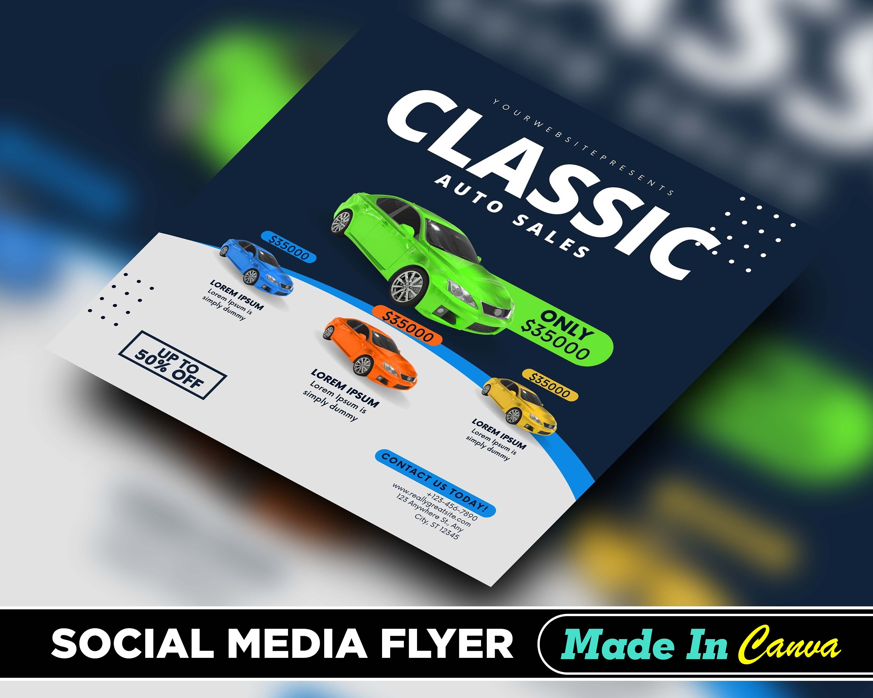 Classic Auto Sales Flyer, DIY Canva Classic Auto Sales Flyer Template ...