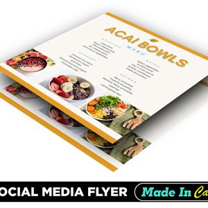 Acai Bowls Flyer, DIY Canva Acai Bowls Flyer Template 2022, Editable ...