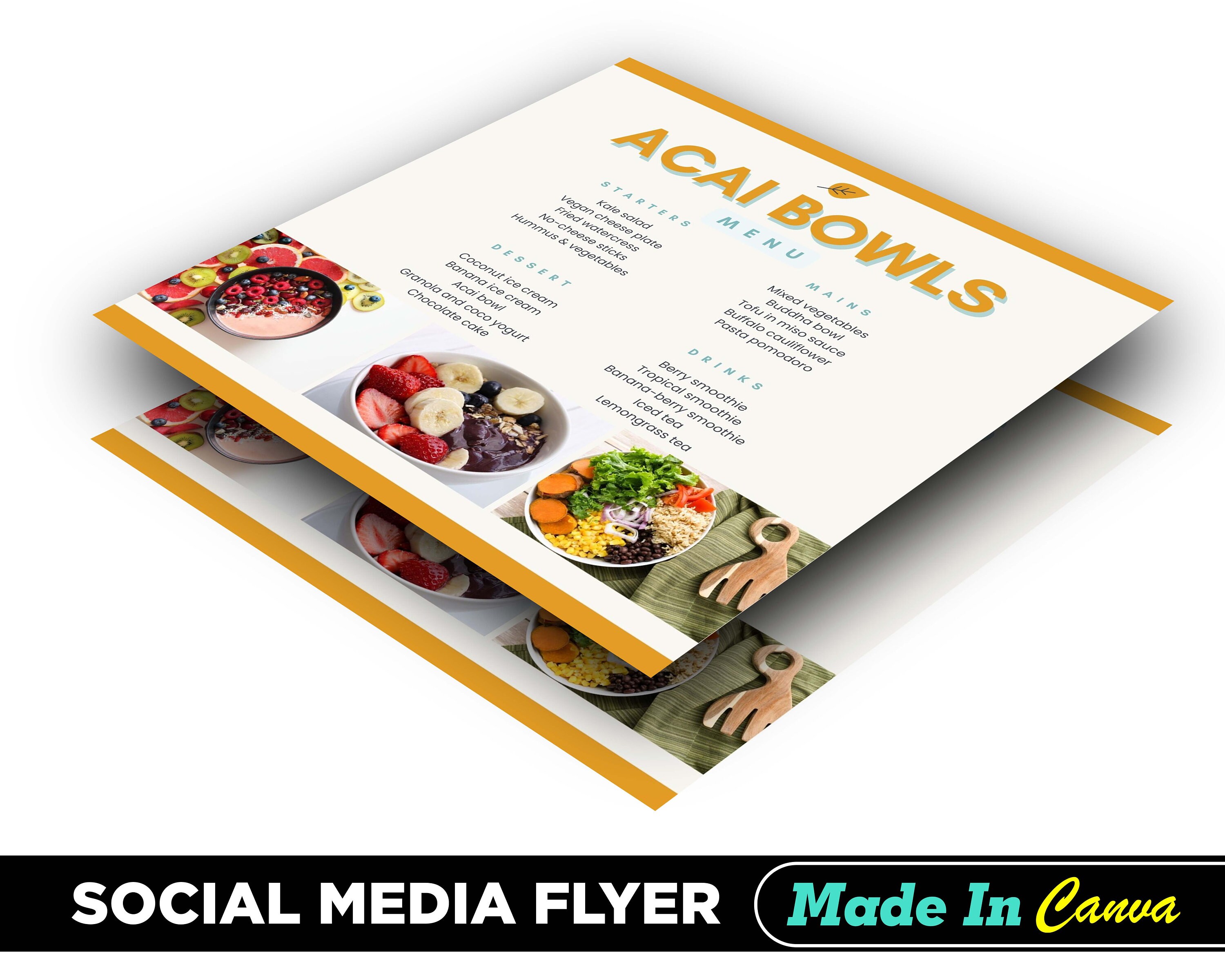 Acai Bowls Flyer DIY Canva Acai Bowls Flyer Template 2022 - Etsy