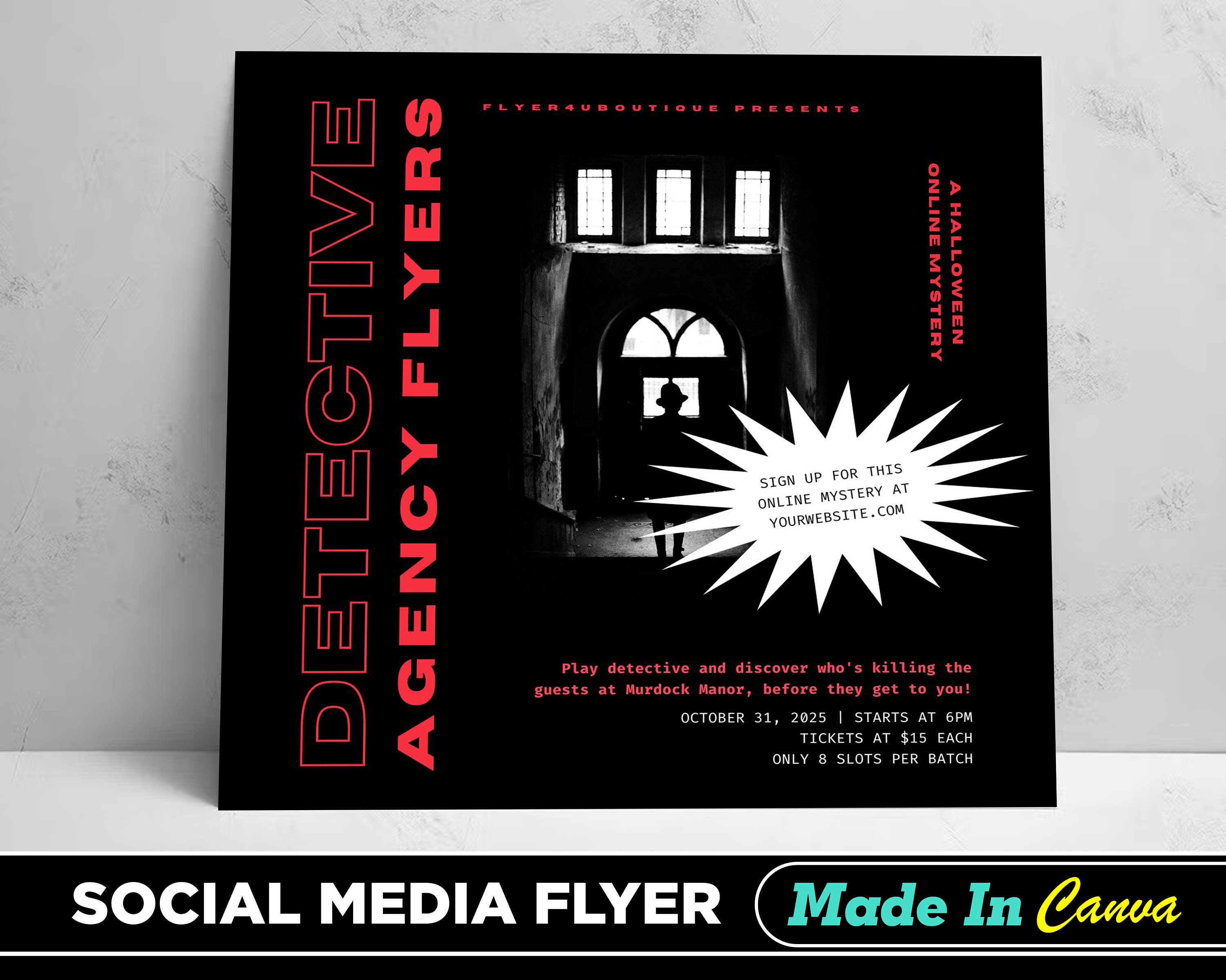 Detective Agency Flyer, DIY Canva Detective Flyer Template 2022 ...