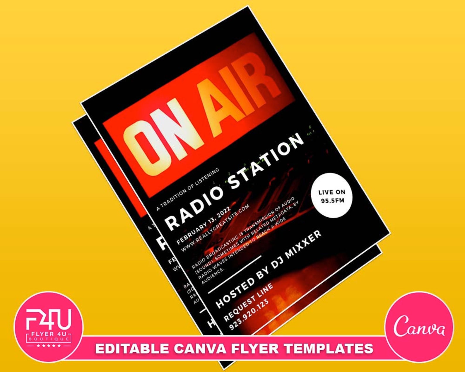 Radio Station Flyer DIY Canva Radio Station Flyer Template - Etsy