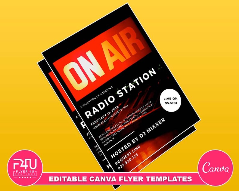 Radio Station Flyer DIY Canva Radio Station Flyer Template - Etsy