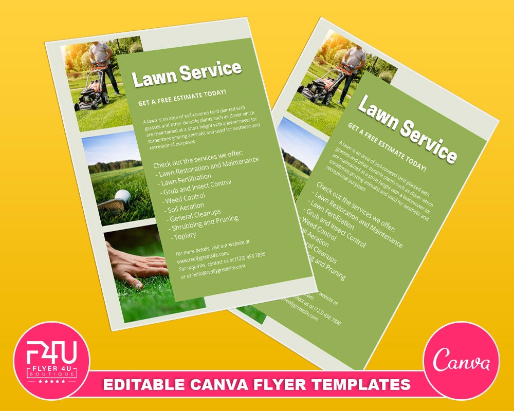Lawn Service Flyer DIY Canva Lawn Service Flyer Template - Etsy
