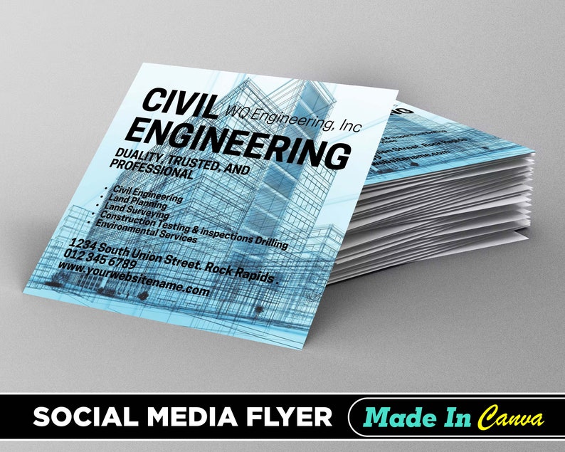 Civil Engineering Flyer, DIY Canva Civil Engineering Flyer Template ...