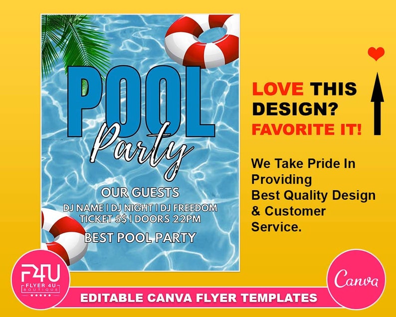 Pool Party Flyer DIY Canva Pool Party Flyer Editable Canva - Etsy