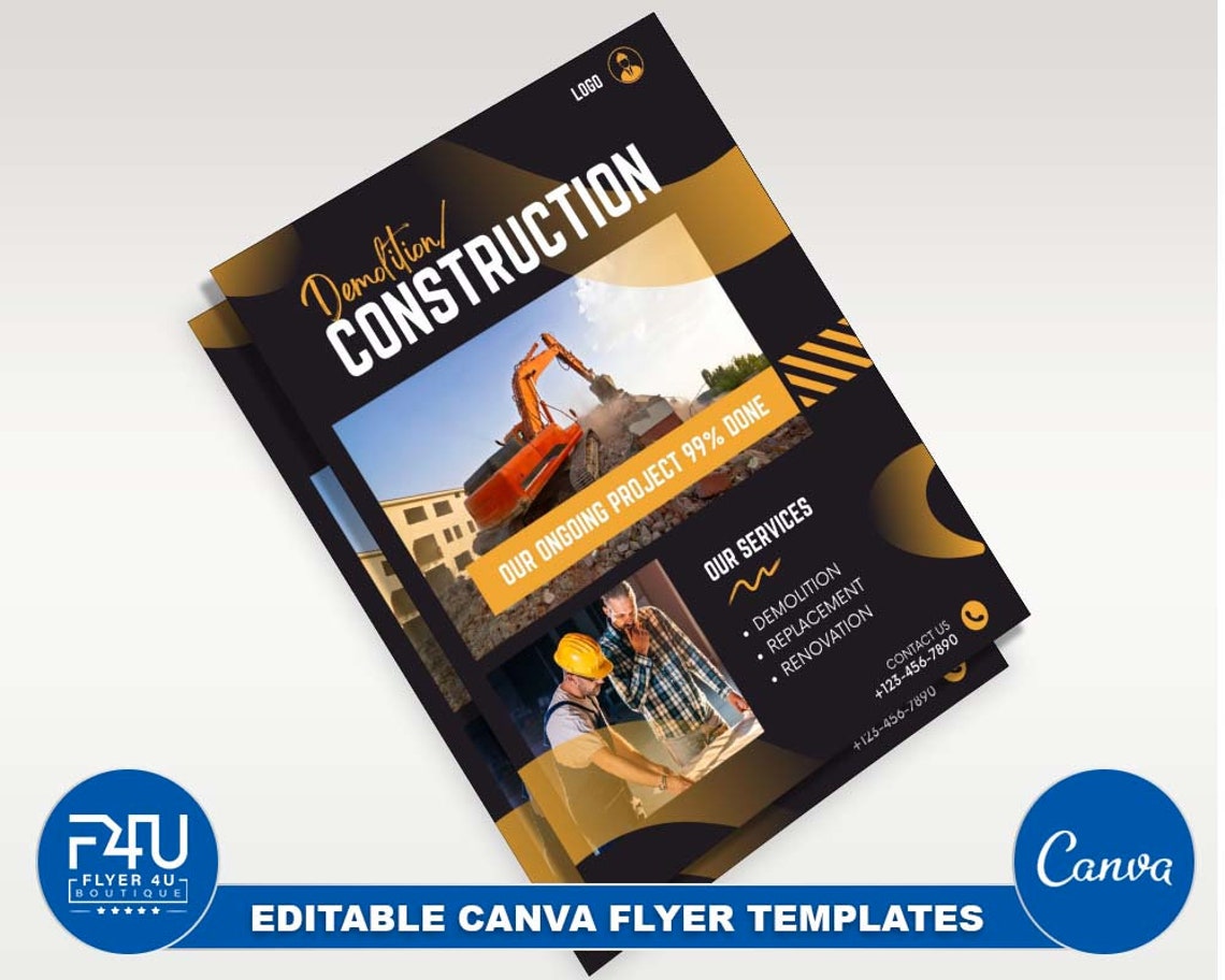 Demolition Wrecking Contractor Flyerdiy Canva Demolition - Etsy