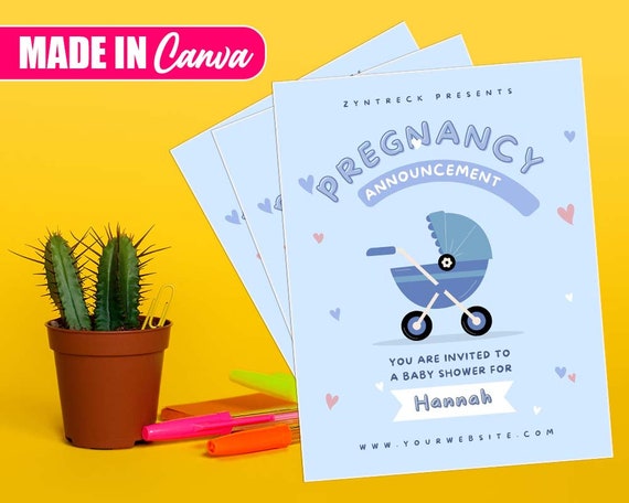 Pregnancy Announcement Flyer DIY Canva Pregnancy - Etsy