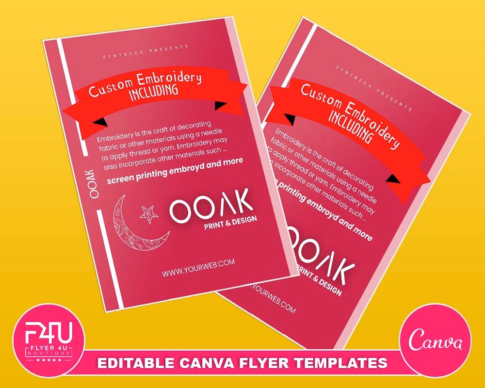 Custom Embroidery Flyer, DIY Canva Custom Embroidery Flyer Template ...