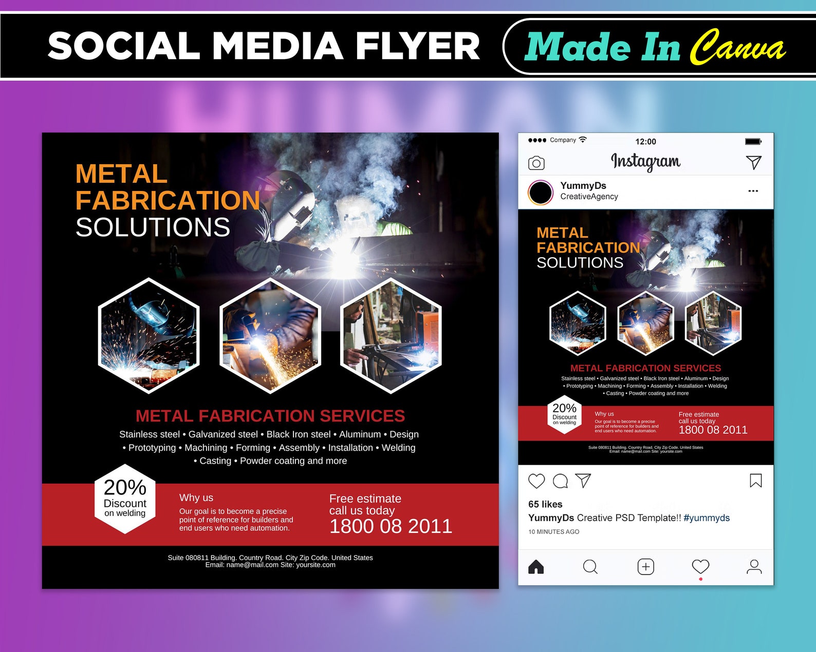 Metal Work Service Flyer, DIY Canva Metal Work Service Flyer Template ...