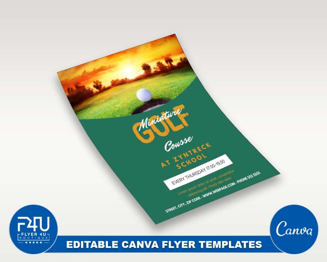 Miniature Golf Course Flyer DIY Canva Miniature Golf Course - Etsy