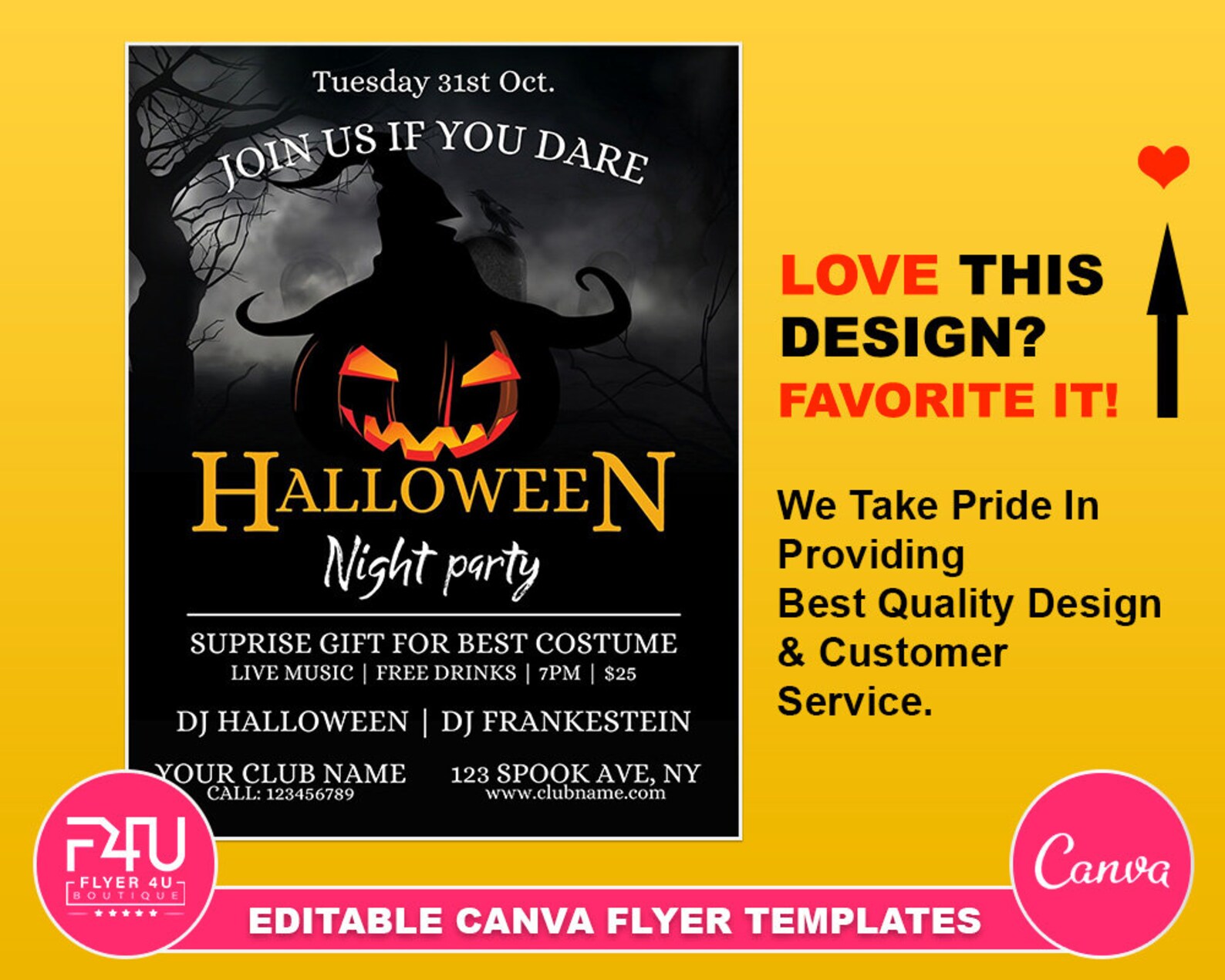 Halloween Day, DIY Canva Halloween Day Flyer Template 2022, Editable ...