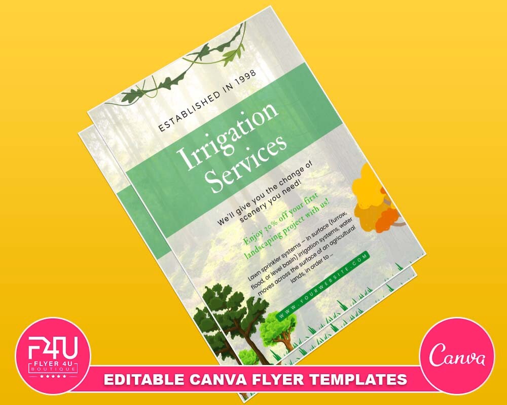 Irrigation Services Flyer, DIY Canva Irrigation Servicesflyer Template ...