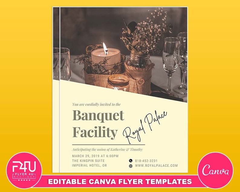 Banquet Facility Flyer, DIY Canva Banquet Facility Flyer Template 2022 ...