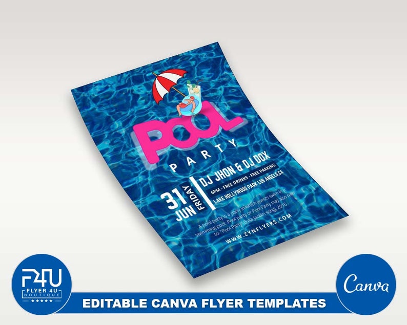 Pool Party Flyer, DIY Canva Pool Party Flyer Template 2022, Editable ...