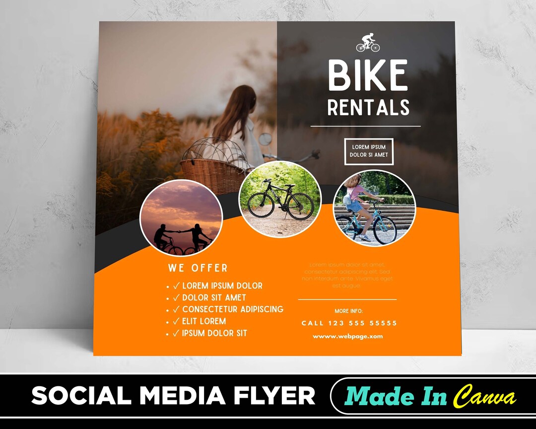 Bicycle Rentals Flyer, DIY Canva Bicycle Rentals Flyer Template 2022 ...