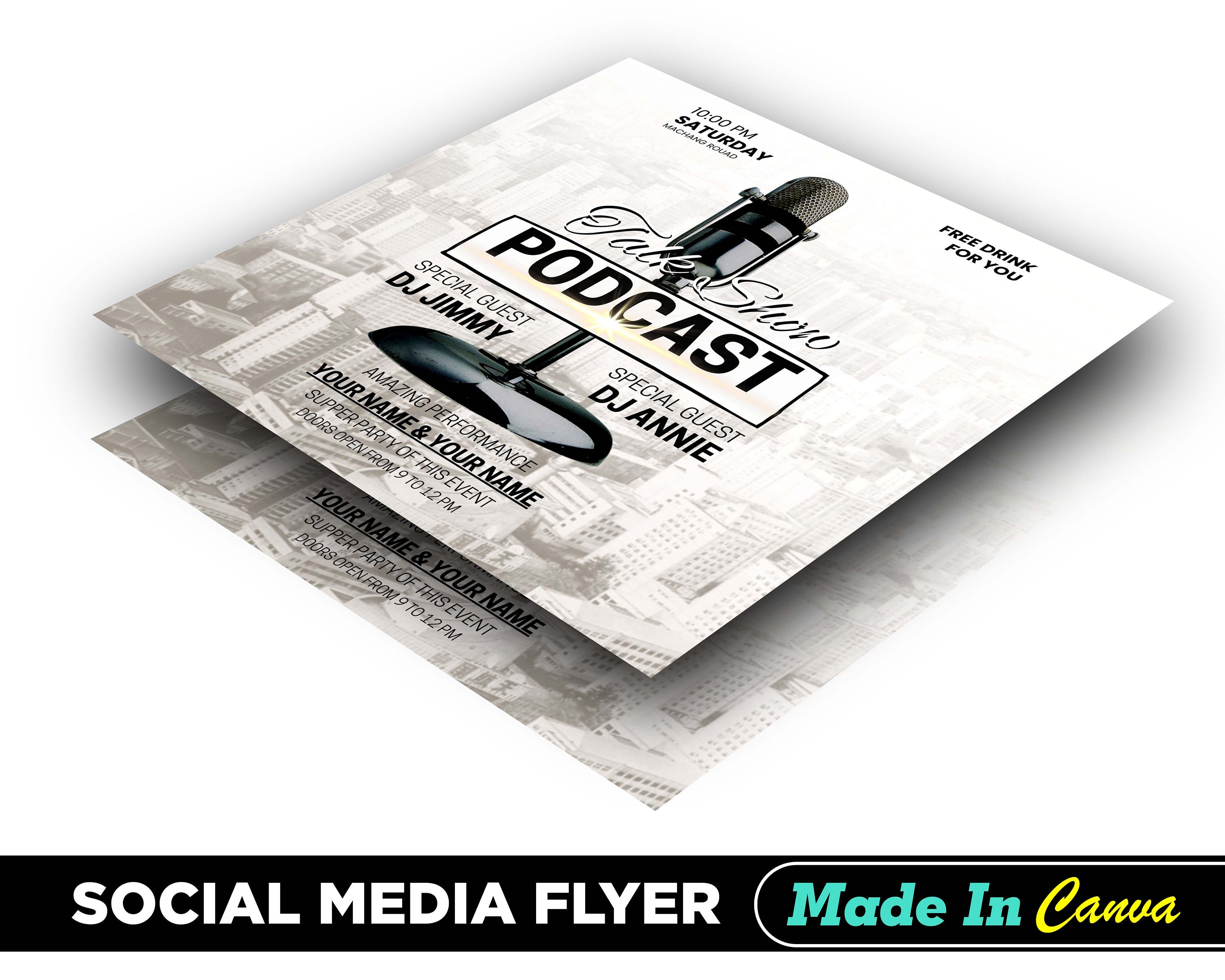 Podcast Flyer, DIY Canva Podcast Flyer Template 2022, Editable Social ...