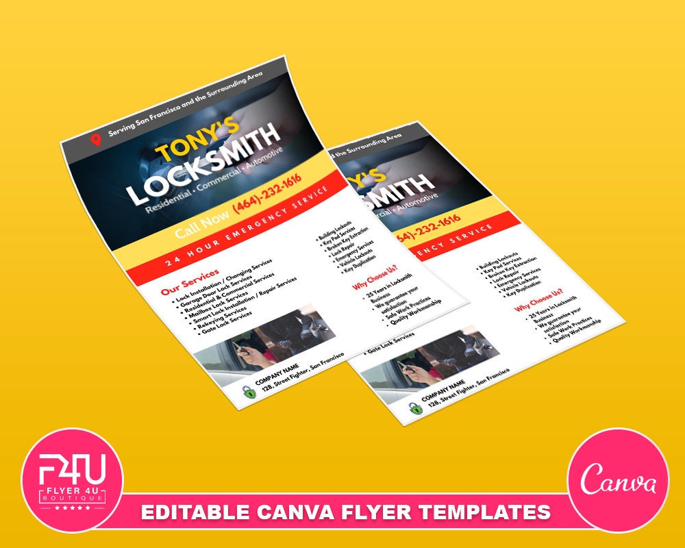 Locksmith Service Flyer, DIY Canva Locksmith Service Flyer Template ...