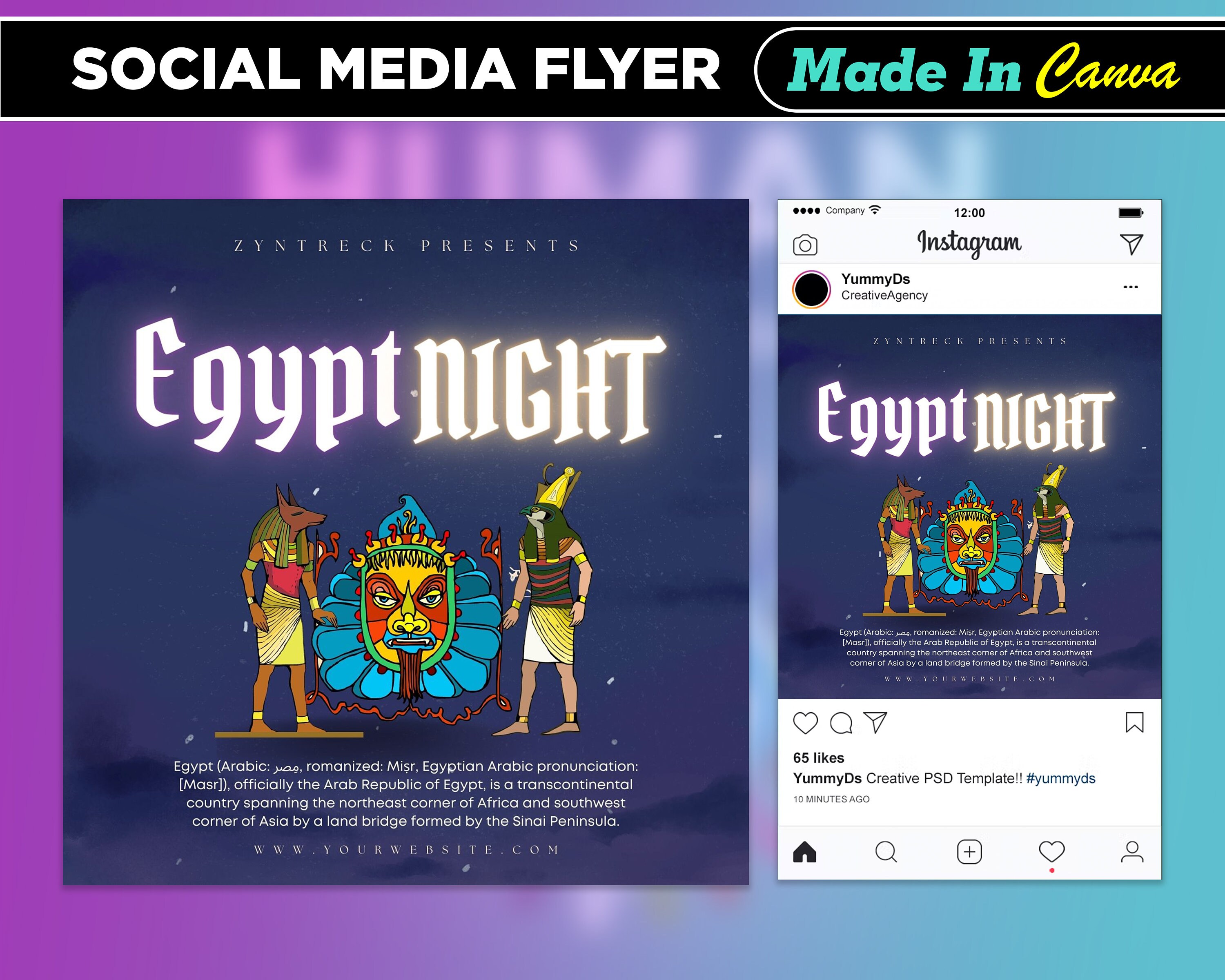 Egypt Night Flyer, DIY Canva Egypt Night Flyer Template 2022, Editable ...
