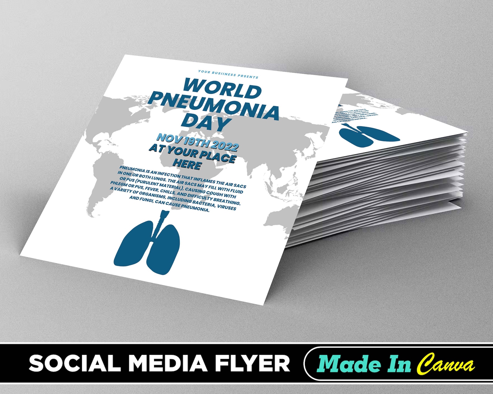 World Pneumonia Day Flyer, DIY Canva World Pneumonia Day Flyer Template ...