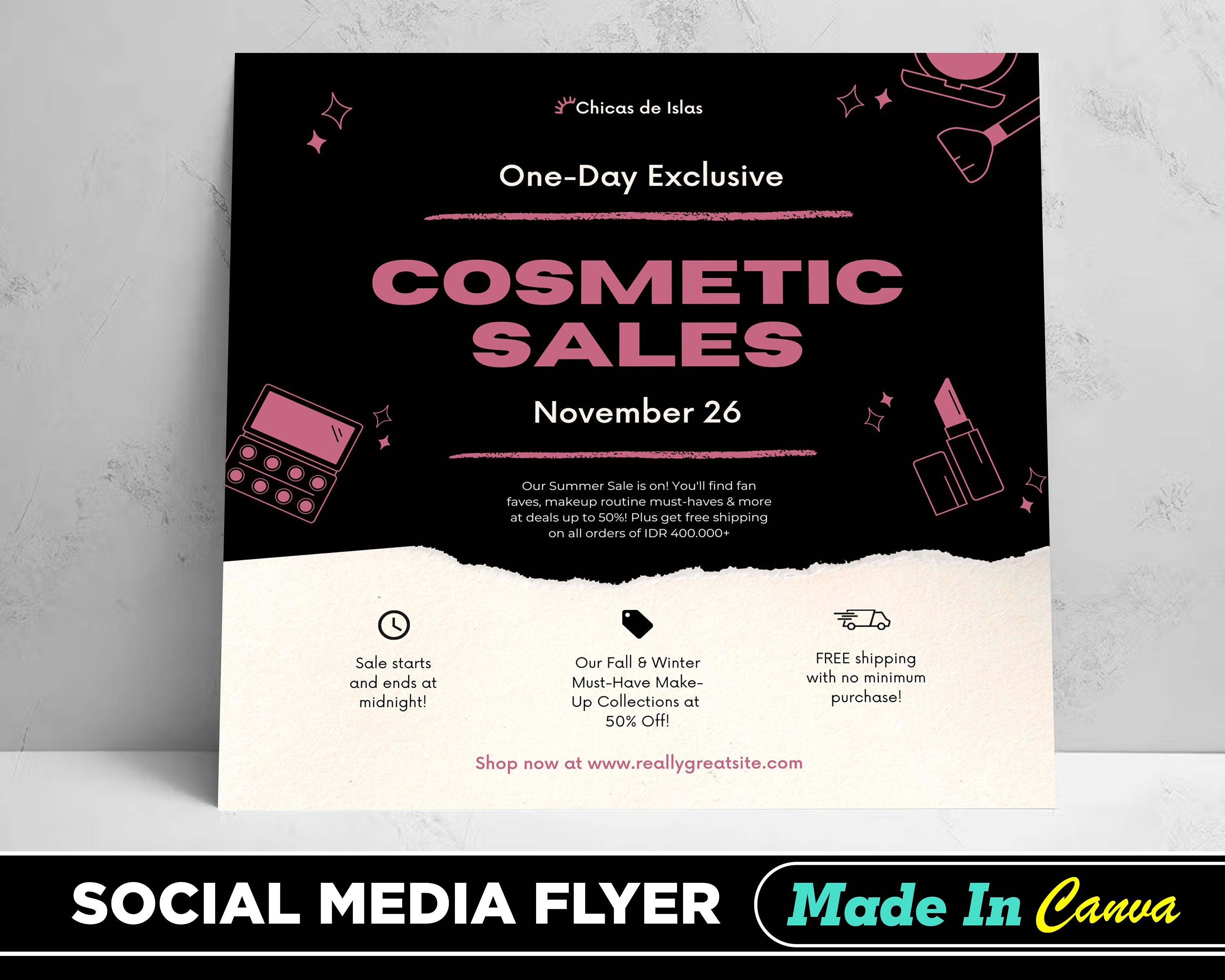 Cosmetic Sale Flyer, DIY Canva Cosmetic Sale Flyer Template 2022 ...