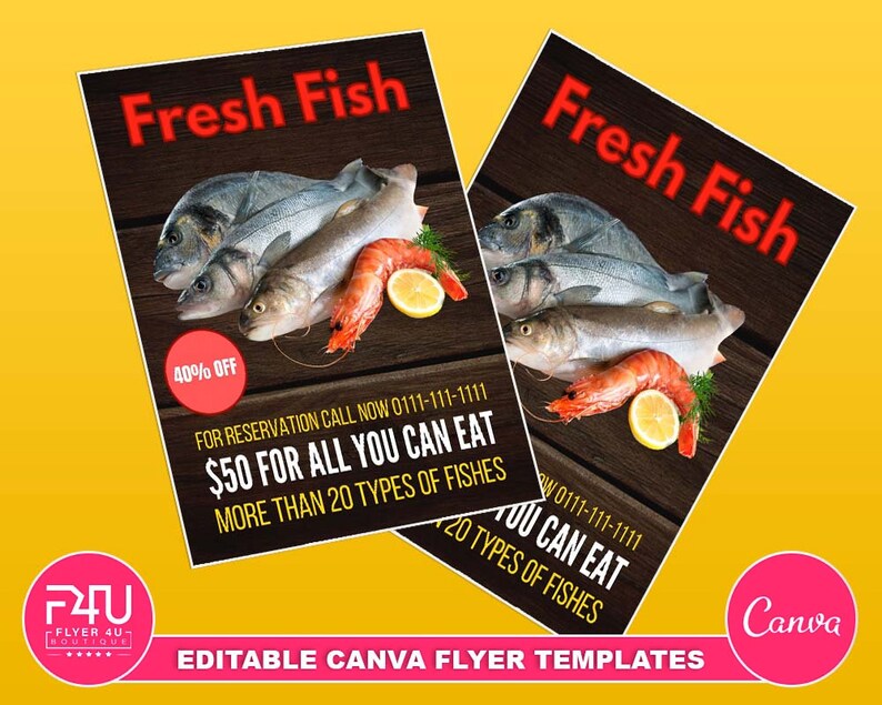 Fish Sale Flyer, DIY Canva Fish Sale Templates, Editable Canva US ...