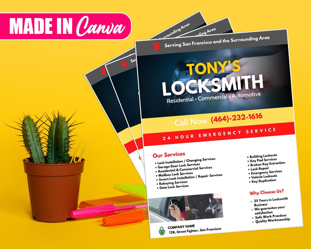 Locksmith Service Flyer, DIY Canva Locksmith Service Flyer Template ...