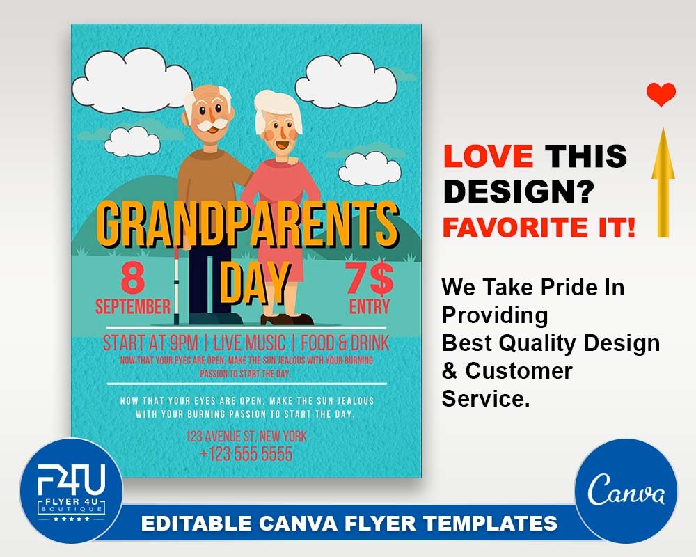 Grandparents Day Flyer DIY Canva Grandparents Day Flyer - Etsy