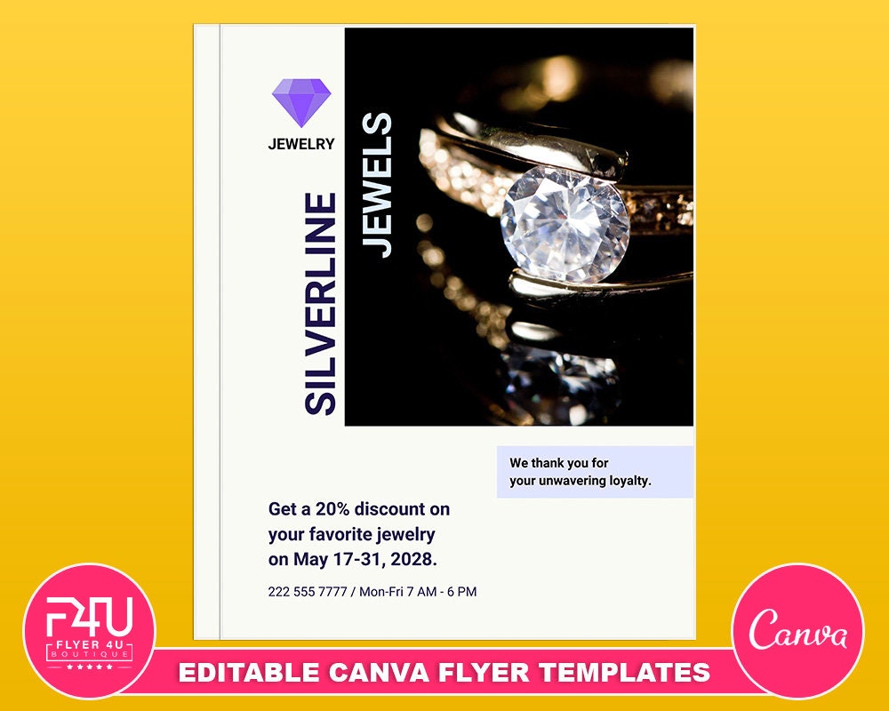 Jewelry Shop Flyer DIY Canva Jewelry Shop Flyer Template - Etsy
