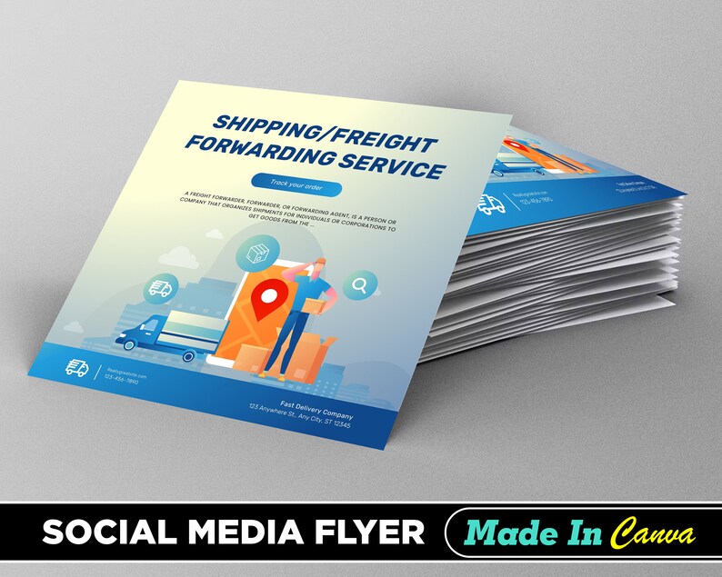 Shipping Freight Forwarding Flyer, DIY Canva Shipping Freight ...
