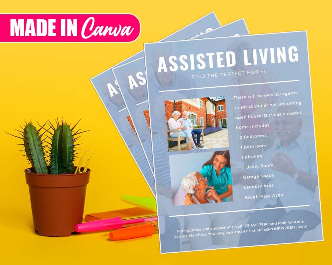 Assisted Living Flyer, DIY Canva Assisted Living Flyer, Editable Canva ...