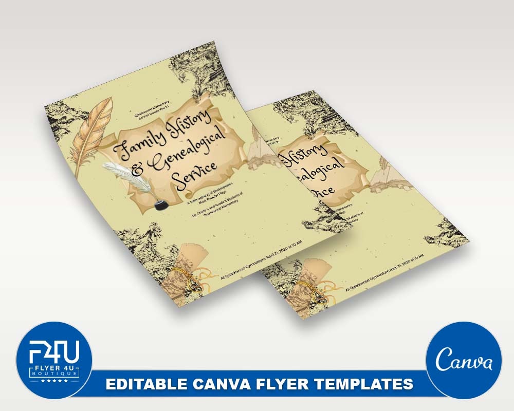 Genealogical Service Flyer, DIY Canva Genealogical Service Flyer ...