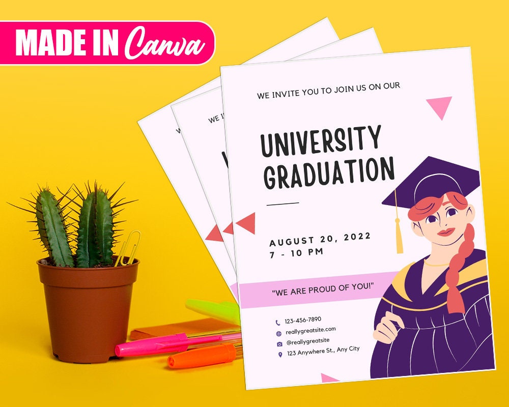 University Graduation Flyer DIY Canva University Graduation - Etsy