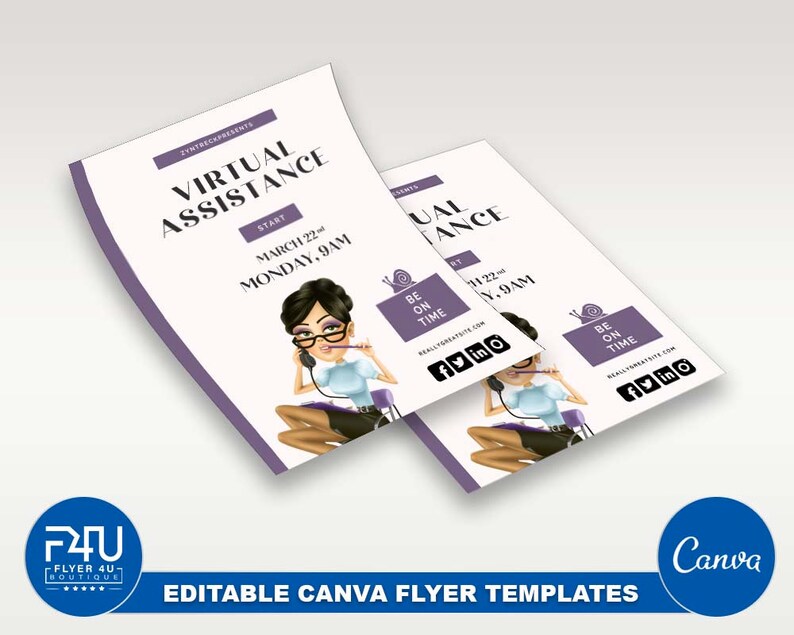Virtual Assistant Flyer DIY Canva Virtual Assistant Flyer - Etsy