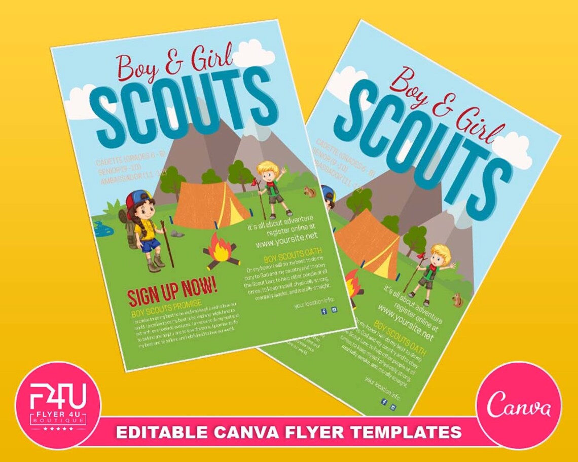 Scouts Flyer DIY Canva Scouts Flyer Template 2022 Editable - Etsy