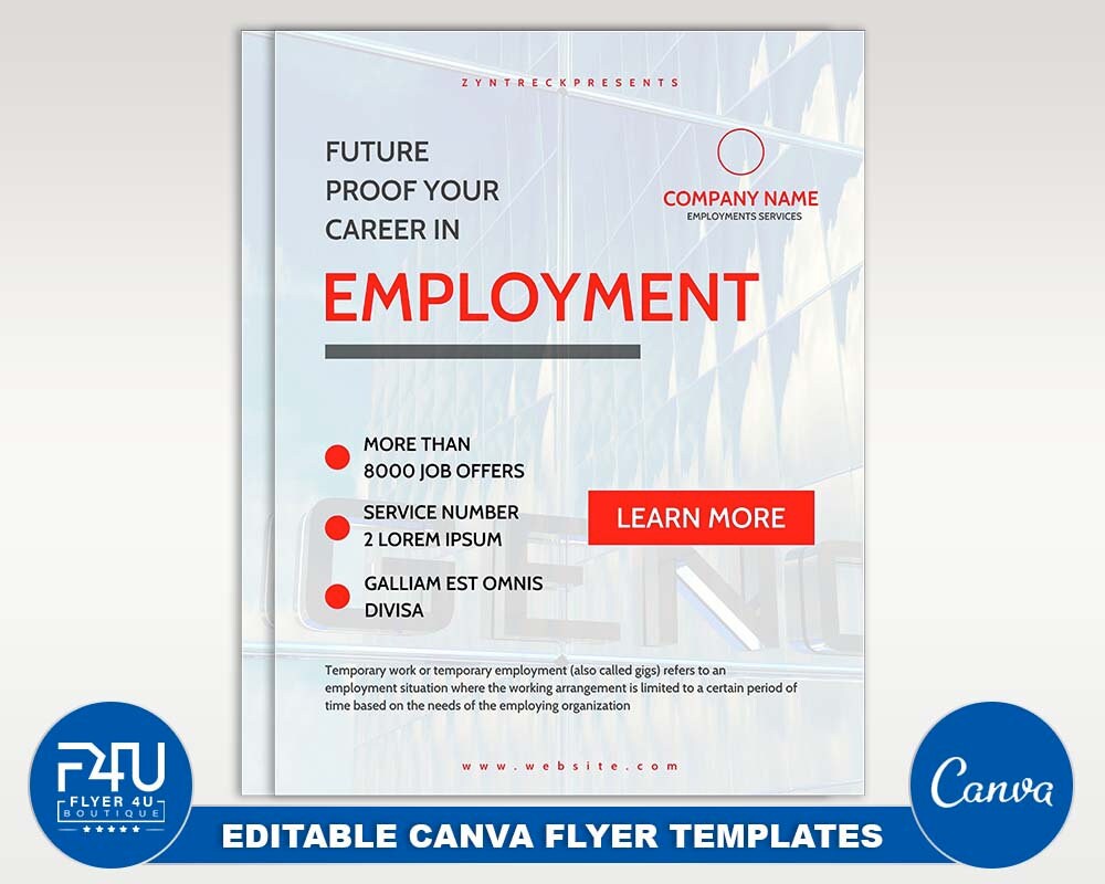 Temporary Employment Agency Flyer DIY Canva Temporary - Etsy Canada