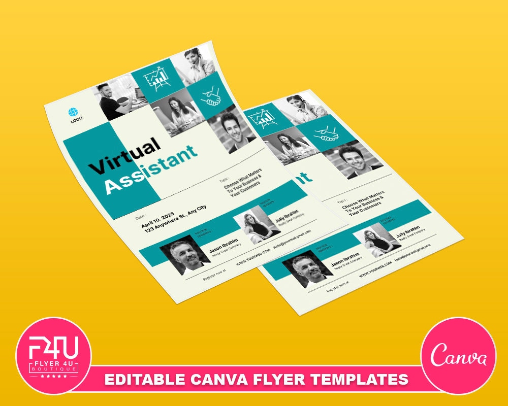 Virtual Assistant Flyer DIY Canva Virtual Assistant Flyer - Etsy