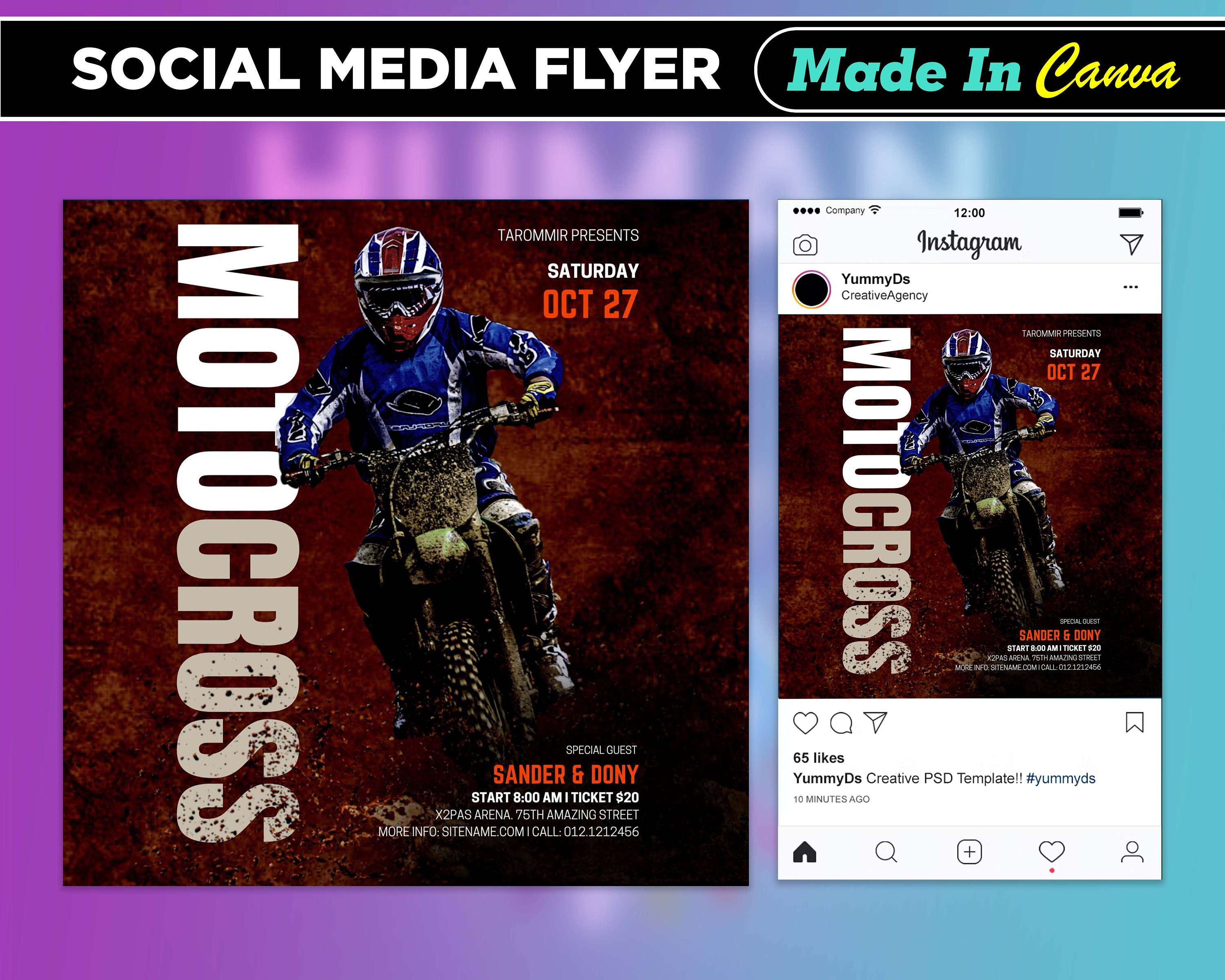 Moto Rally Flyer, DIY Canva Moto Rally Flyer Template, Editable Canva ...