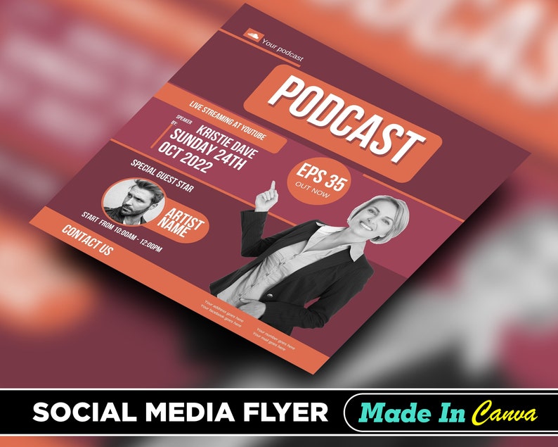 Podcast Streaming Flyer, DIY Canva Podcast Streaming Flyer Template ...