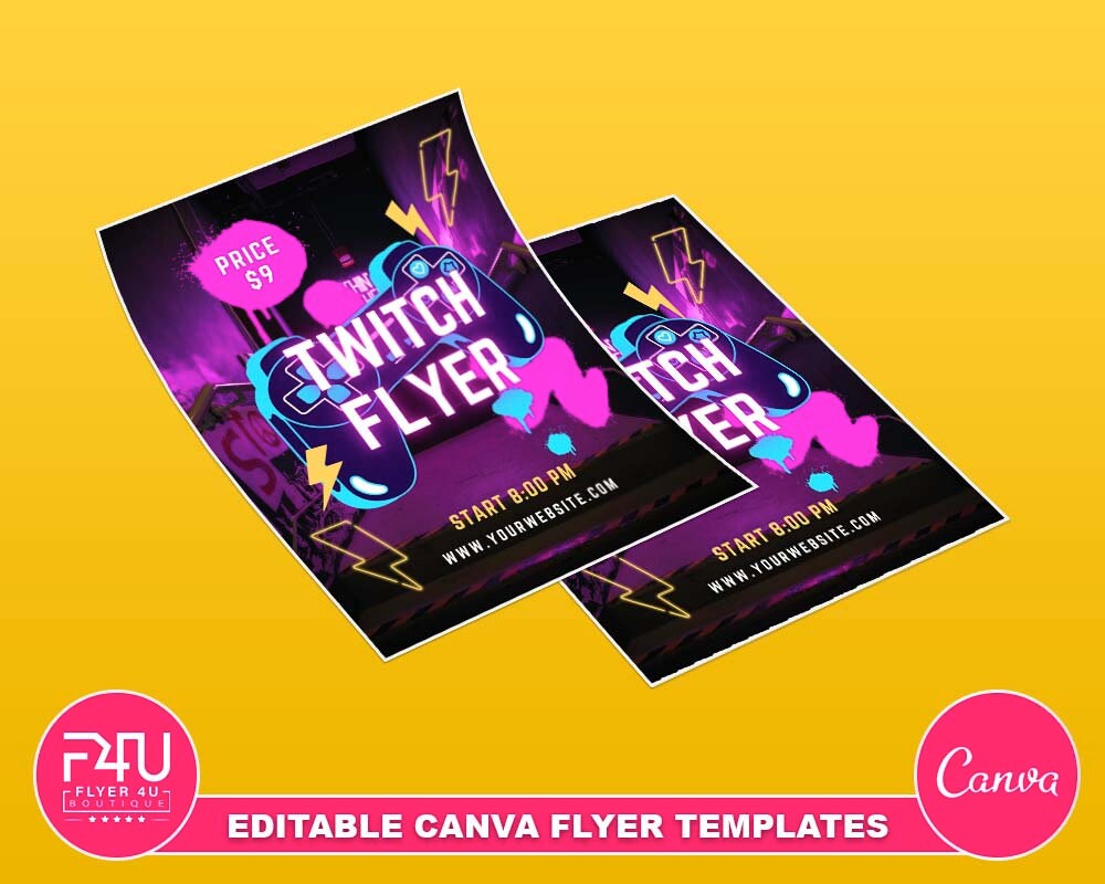 Twitch Flyer, DIY Canva Twitch Flyer Template 2022, Editable Canva US ...