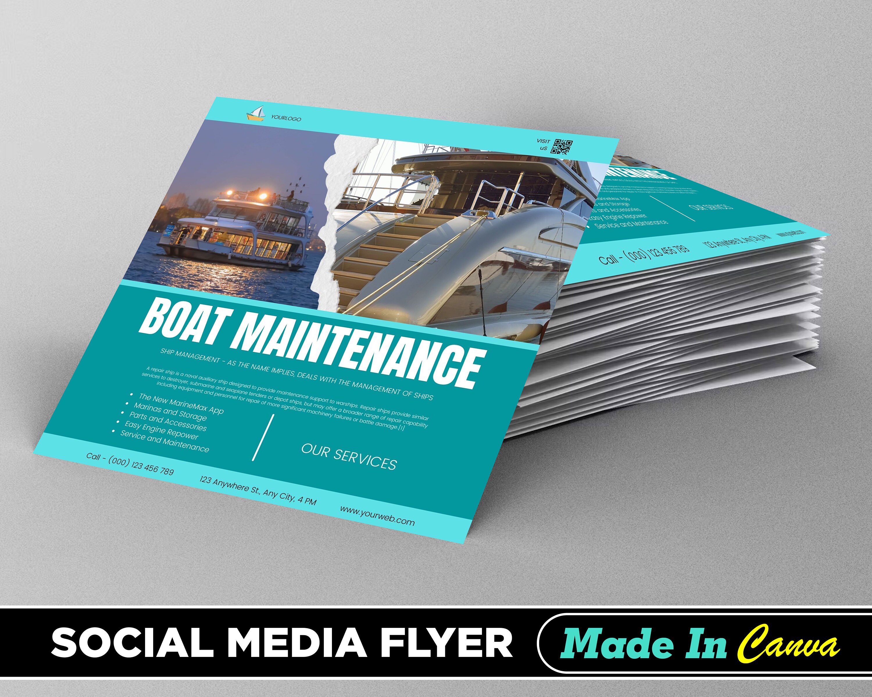 Boat Maintenance Flyer, DIY Canva Boat Maintenance Flyer Template 2022 ...